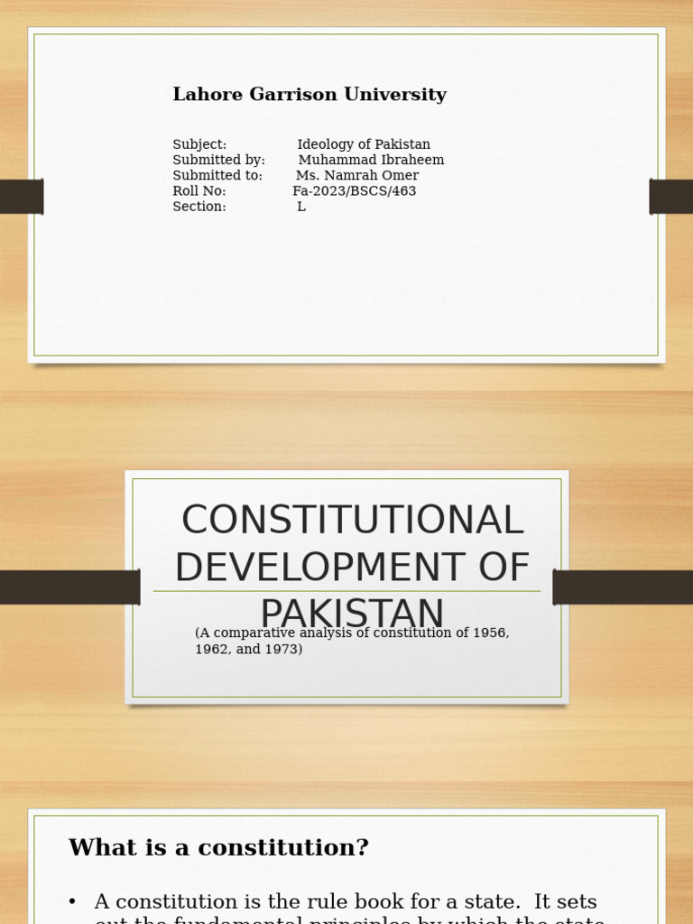 Contiututional Development of Pakistan | PDF | Legislature | Government