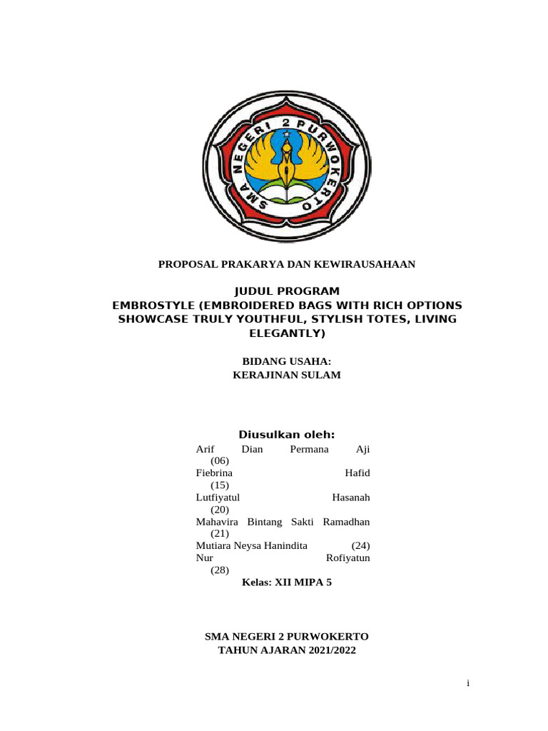 Proposal Pkwu Totebag Sulam-1 | PDF