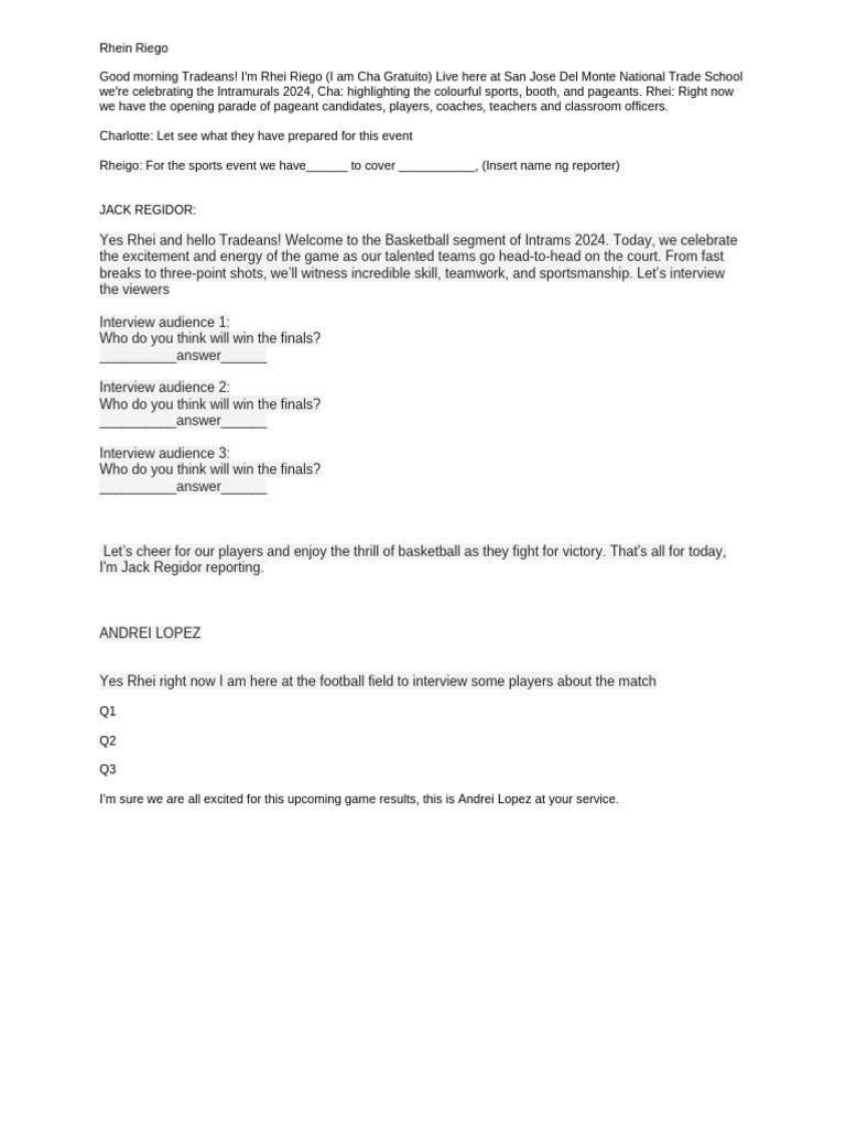 Intramurals 2024: Tradeans Unite! | PDF | Business | Sports & Recreation