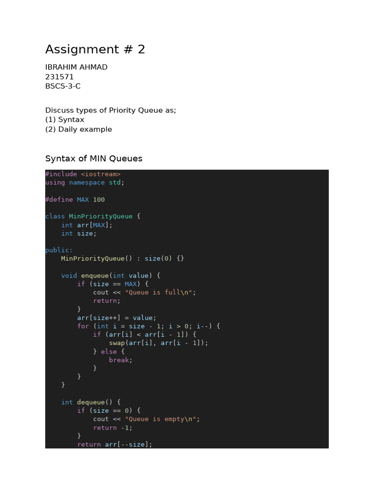 Assign02dsa Pdf Queue Abstract Data Type Computer Programming