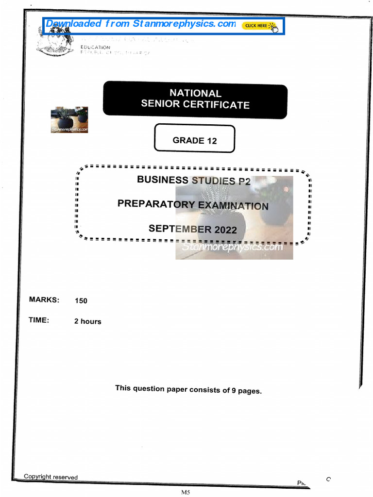 Business Studies Grade 12 SEPT 2022 P2 and Memo | PDF | Occupational ...