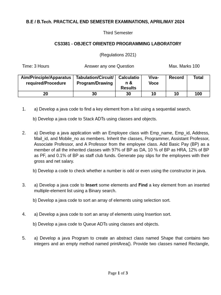 CS3381 Set1 24 | PDF | Class (Computer Programming) | Method (Computer Programming)
