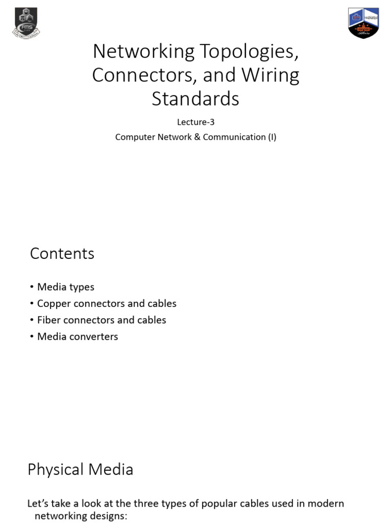 Lecture-3-Networking Topologies, Connectors, and Wiring Standards | PDF | Coaxial Cable ...