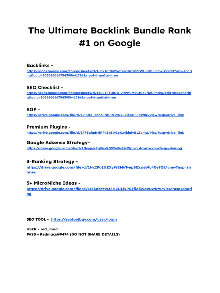 The Ultimate Backlink Bundle Rank #1 On Google Updated in FEB | PDF | Business