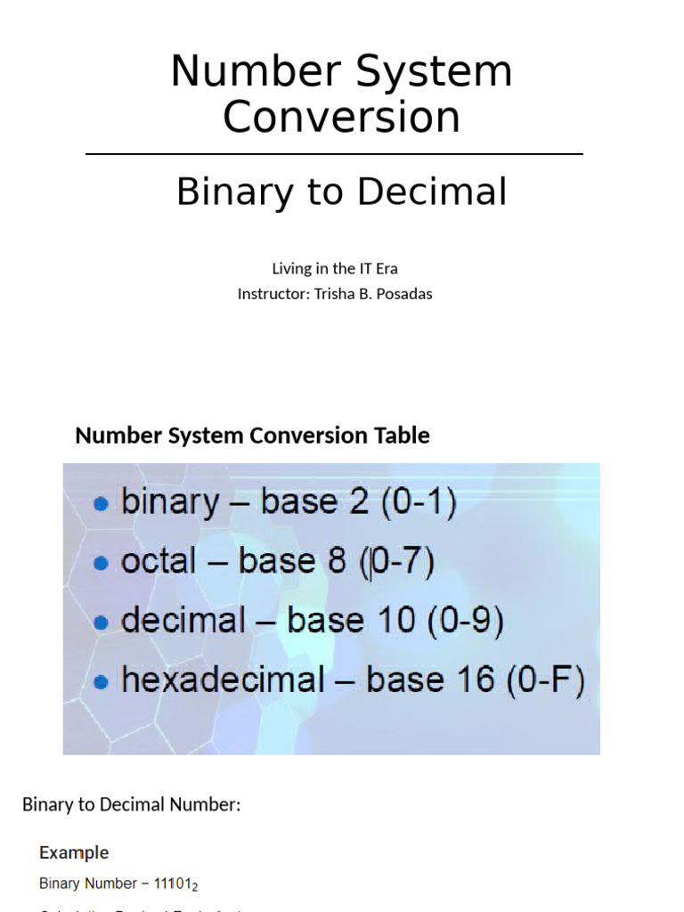 Number System Conversion PPT - Binary To Decimal | PDF
