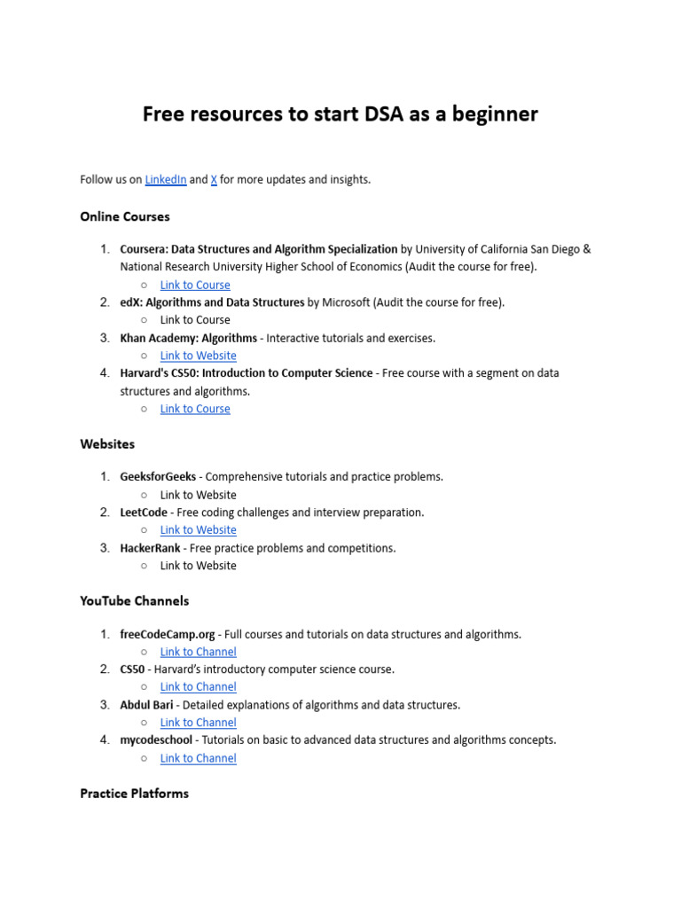 Free Resources To Start DSA As A Beginner | PDF | Computers ...