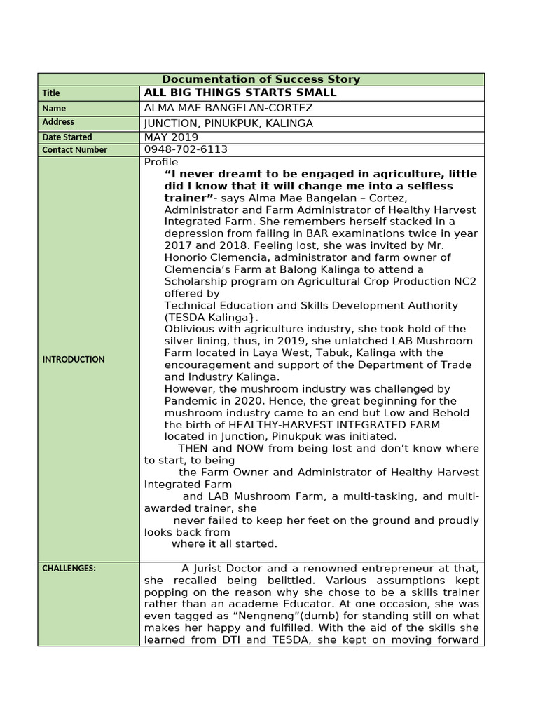 Alma Mae's Agricultural Success Story | PDF | Vegetables | Agriculture