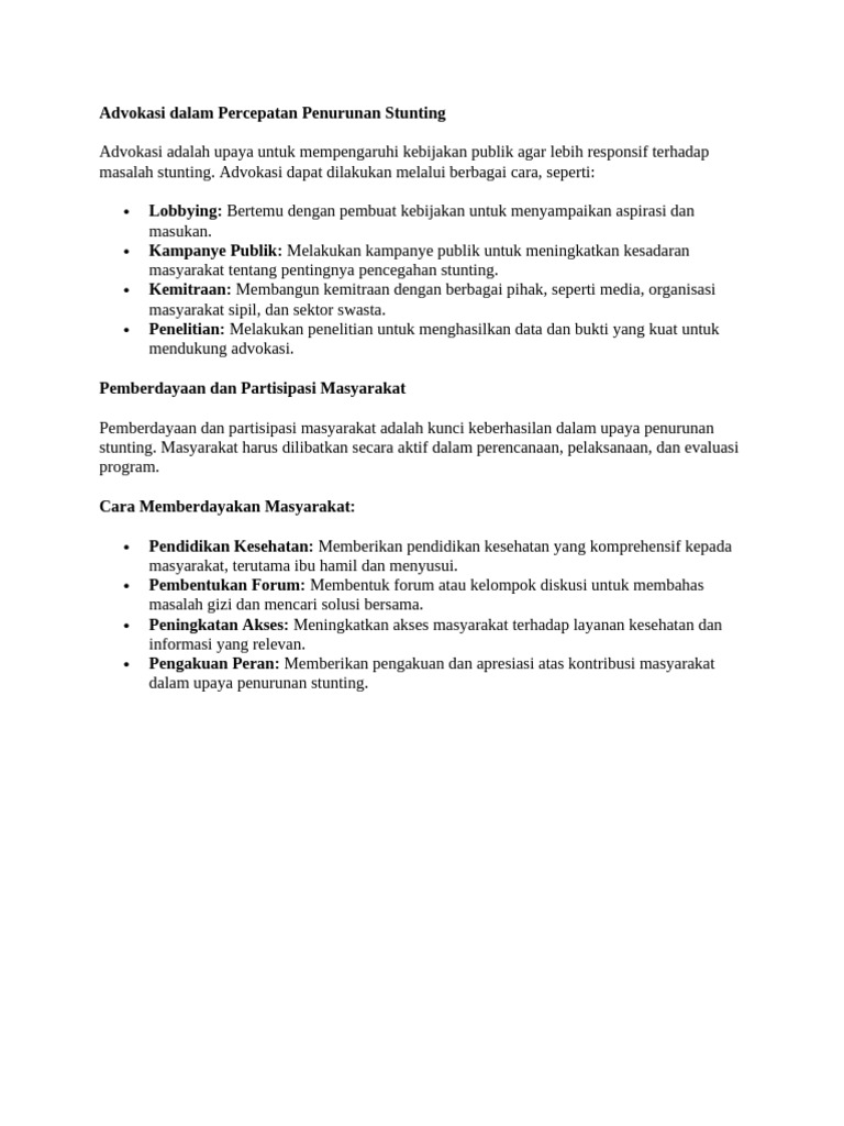 Advokasi Dalam Percepatan Penurunan Stunting | PDF