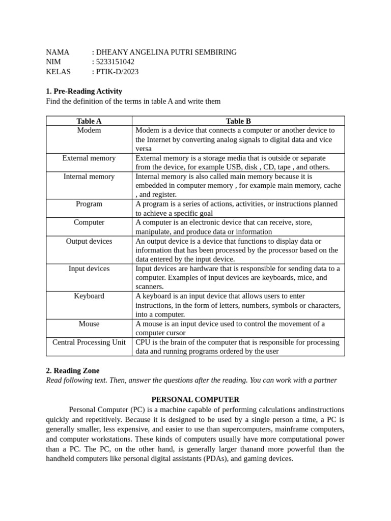 Meeting 2. Reading Comprehension | PDF | Input/Output | Personal Computers