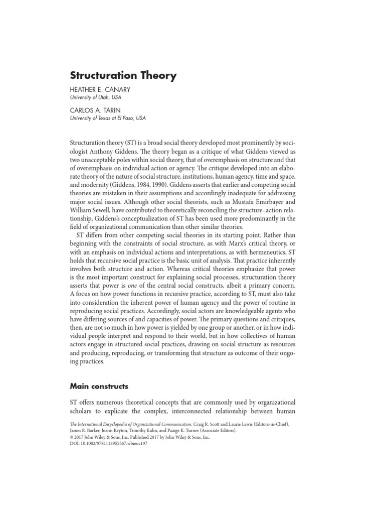 Canary - Structuration - Theory | PDF | Identity (Social Science) | Policy