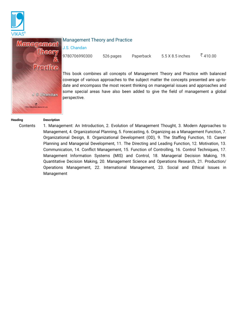 Management Theory And Practice Pdf