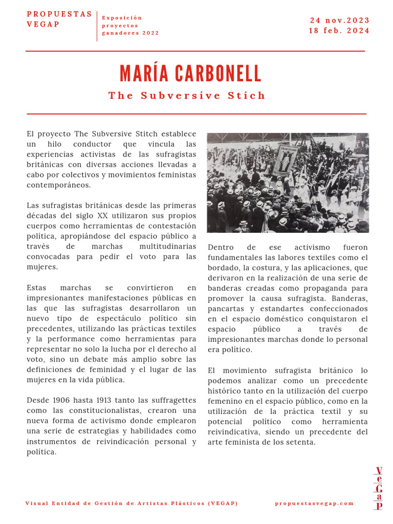 Hoja Sala Maria Carbonell | PDF | Arte de performance | Sufragista