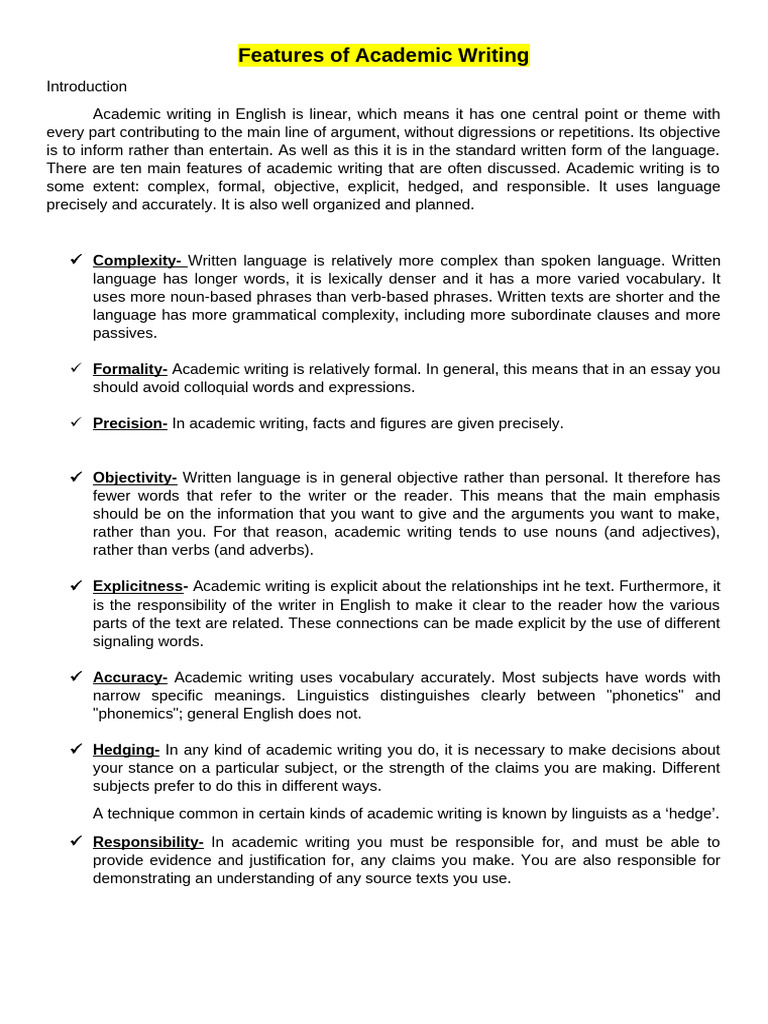 Features and Genre of Academic Writing | PDF | English Language | Narrative