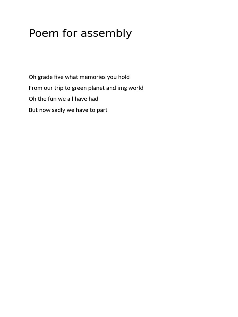 Poem For Assembly | PDF