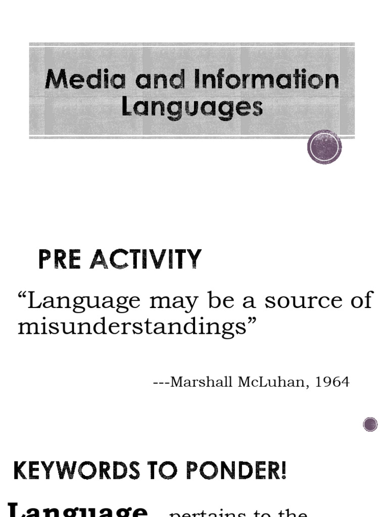 LESSON 5 Media and Information Languages NO ACTIVITY | PDF ...