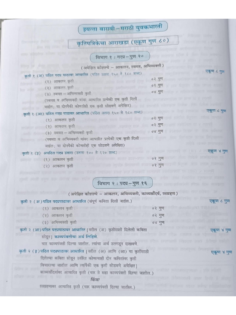 12th Marathi Paper Pattern (Tutorial 1) | PDF