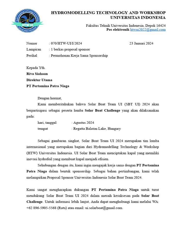 Offering Letter UI SBT 2024 - PT Pertamina Patra Niaga | PDF