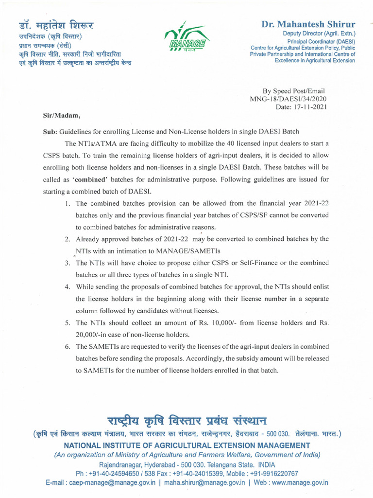 Guidelines For Enrolling License and Non-License Holders in Single ...