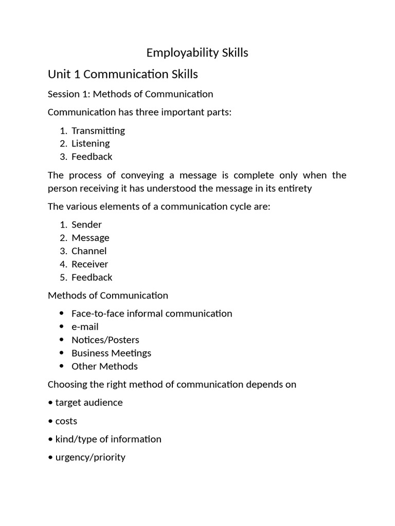 Employability Skills | PDF | Communication | Computer File