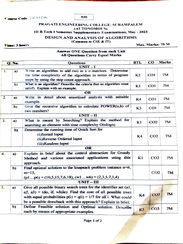 Daa Previous Pdf Time Complexity Mathematical Optimization