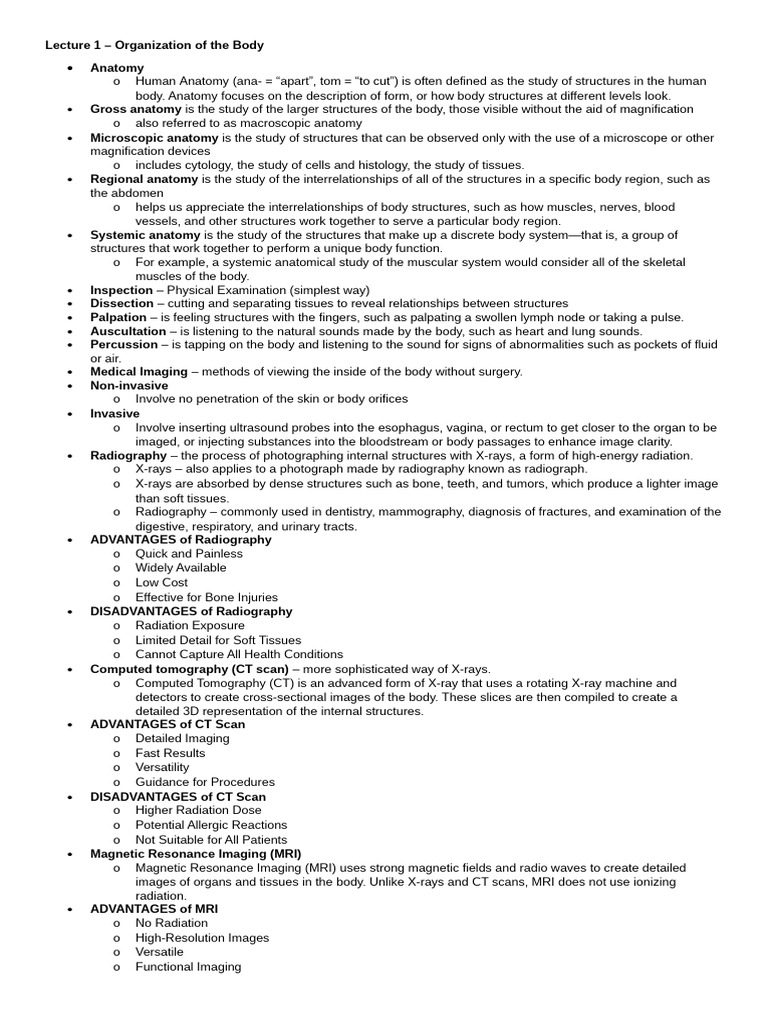 Lecture 1 - anaphy | PDF | Radiography | Medical Imaging