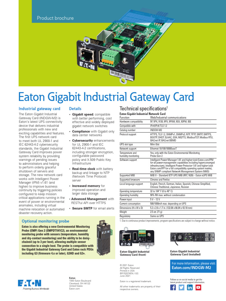 Eaton Indgw m2 Brochure Br152074en | PDF | Computer Network | I Pv6
