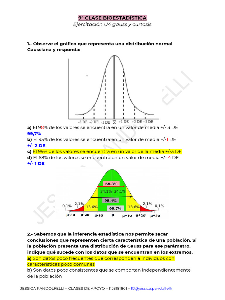 Ejer U4 Gauss y curtosis | PDF | Distribución normal | Desviación Estándar