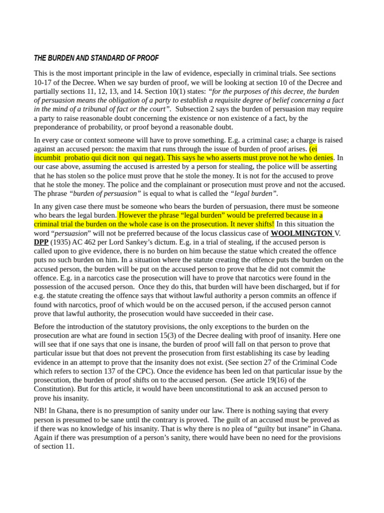 Understanding Burden of Proof in Law | PDF | Burden Of Proof (Law ...