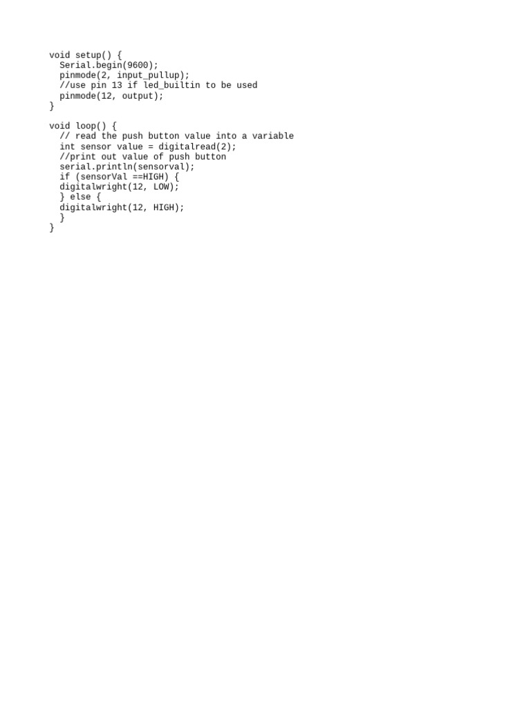 Arduino Button Control Code Example | PDF | Computers