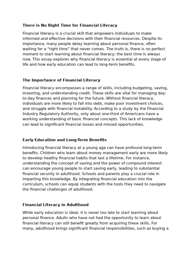 Importance of Financial Literacy Now | PDF | Financial Literacy | Literacy