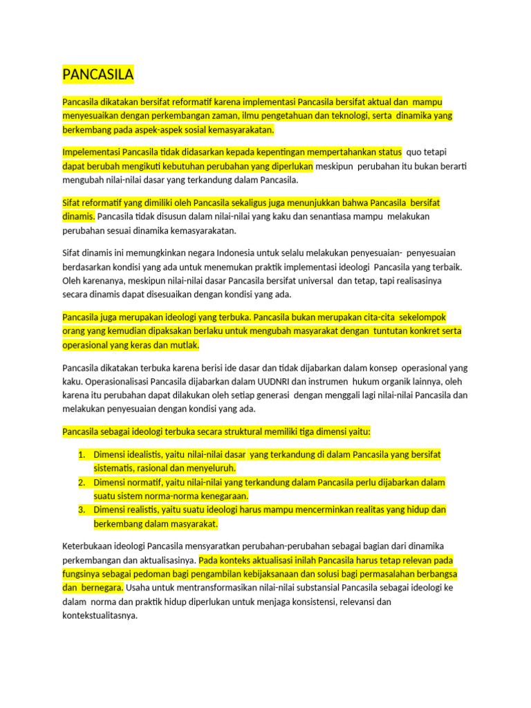 Materi UAS PANCASILA | PDF