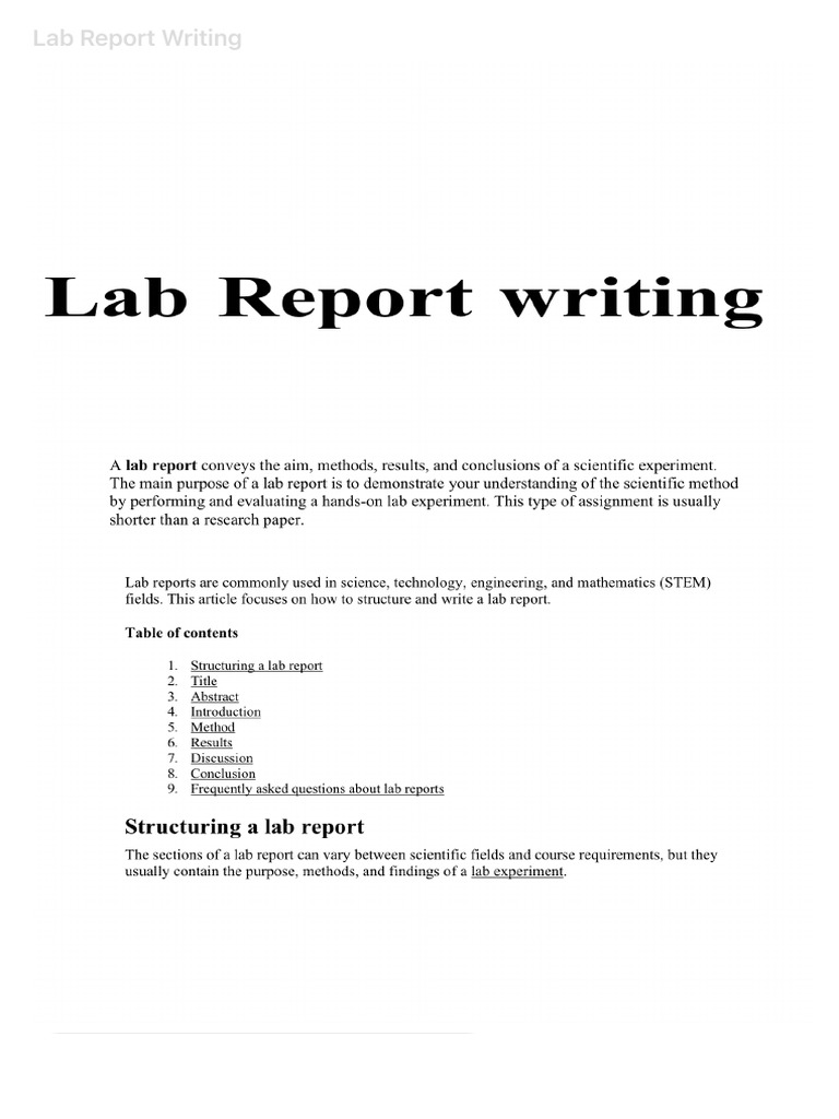 Lab Report Writing | PDF