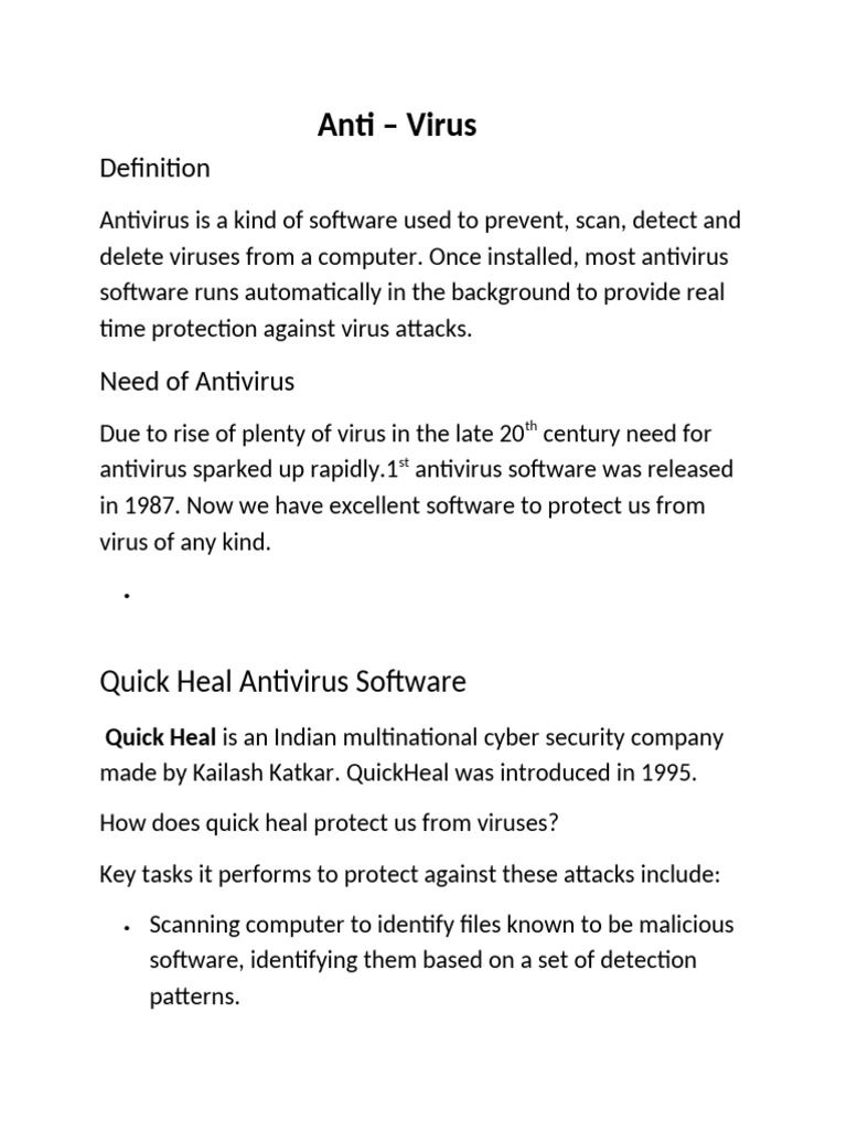 Antivirus Software Overview and Definition | PDF | Computers