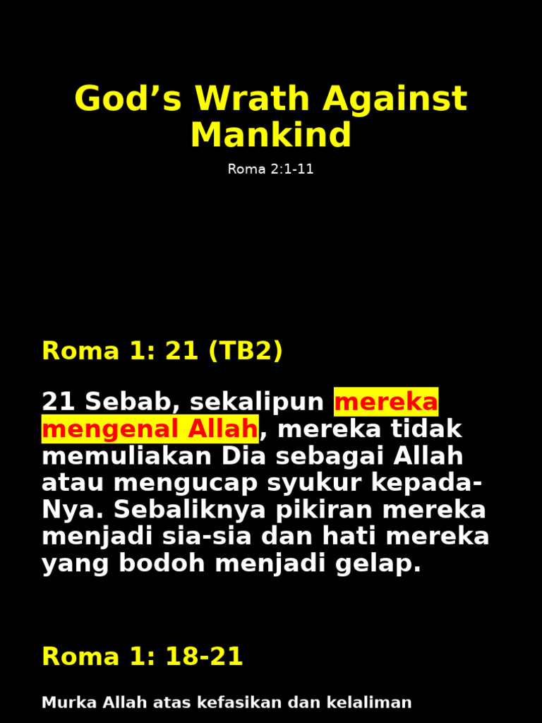 God's Wrath Against Mankind (Indonesia) 1 | PDF