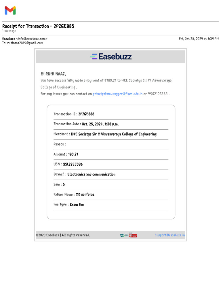 Gmail - Receipt For Transaction - 2PZGE885 | PDF