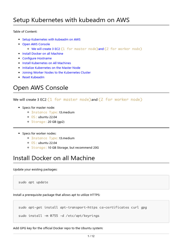 Setup k8s With Kubeadm in AWS 2024 | PDF | System Software | Software