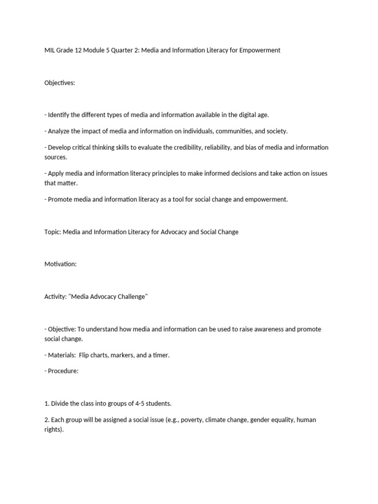 MIL Grade 12 Mo-WPS Office | PDF | Information Literacy | Literacy