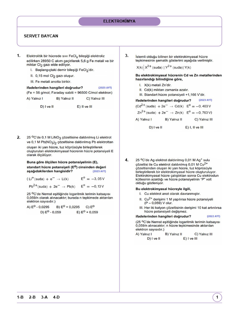 Elektrokimya 1 | PDF