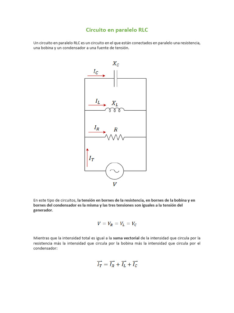 Circuito en Paralelo RLC | PDF | Impedancia eléctrica | Energia electrica
