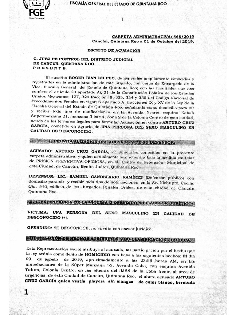 Ejemplo Escrito de Acusación | PDF