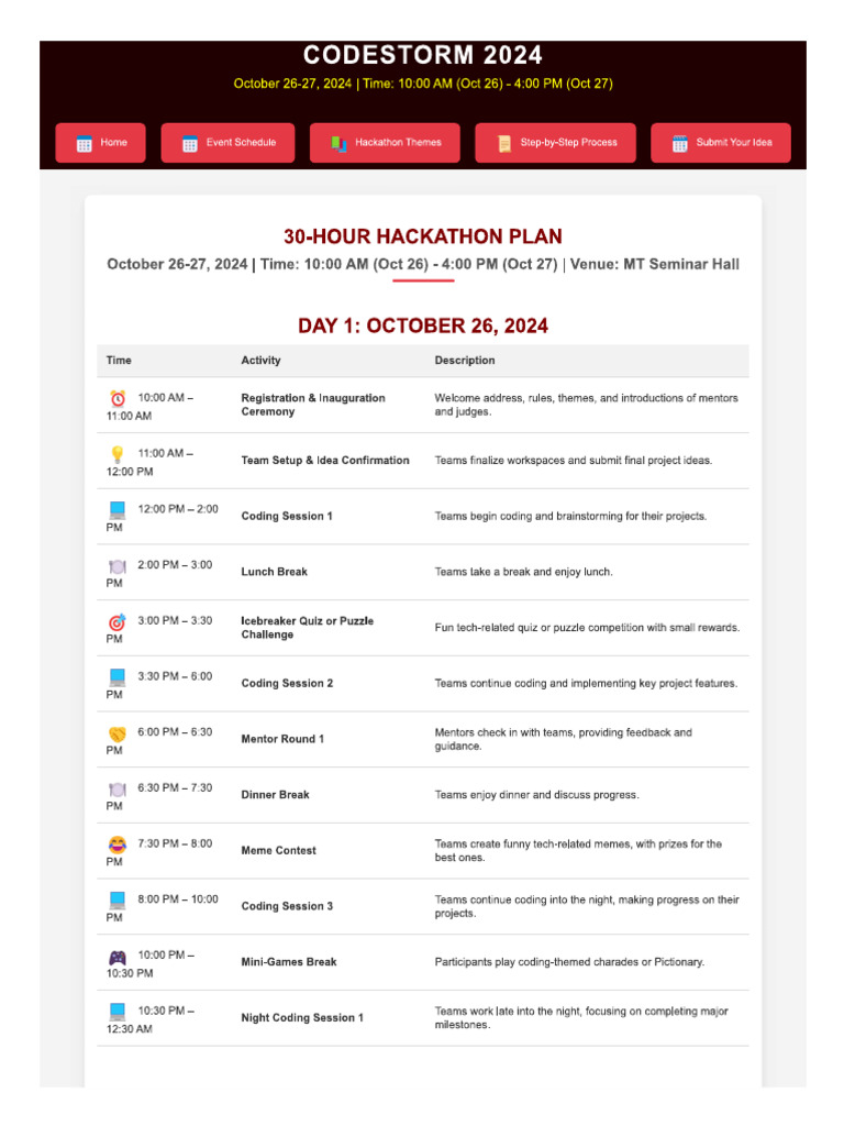 30-Hour Hackathon Schedule | PDF