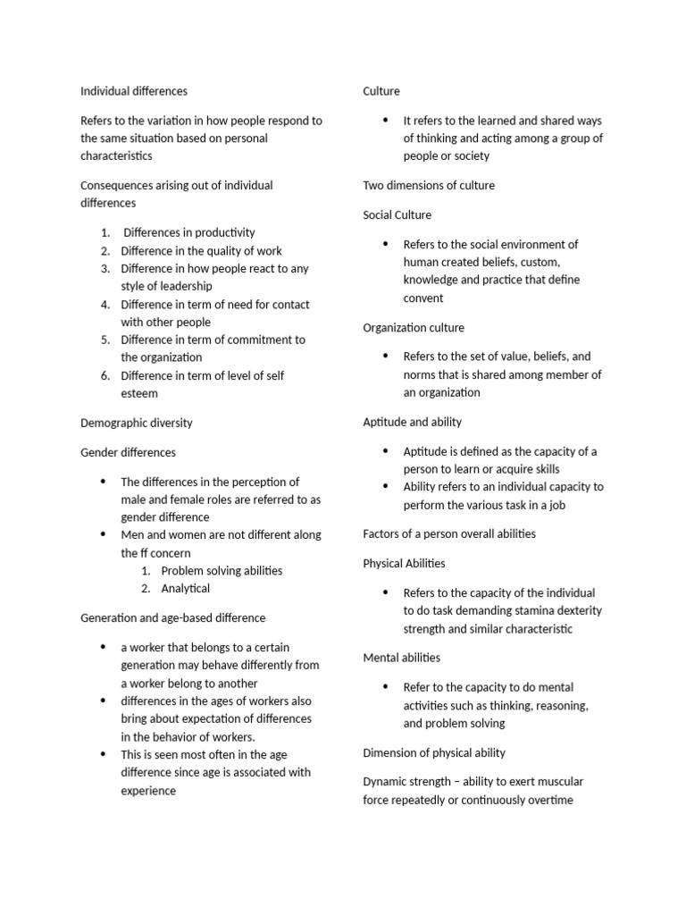 Individual differences | PDF | Cognitive Science | Liberal Arts Education