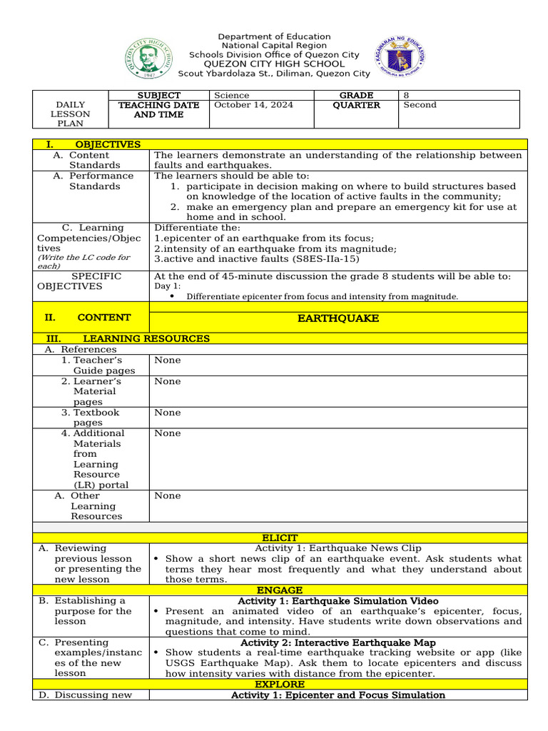 Week 2- Earthquake | PDF | Earthquakes | Moment Magnitude Scale