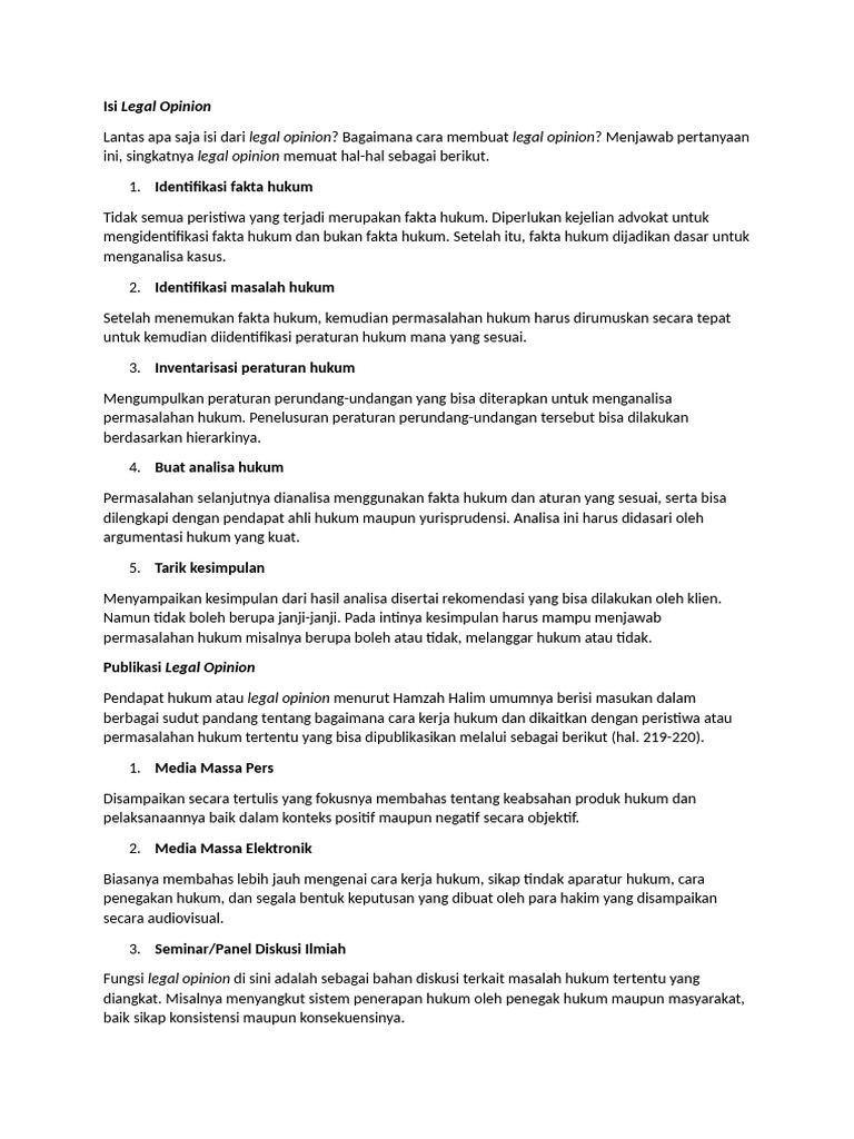 Isi Legal Opinion | PDF