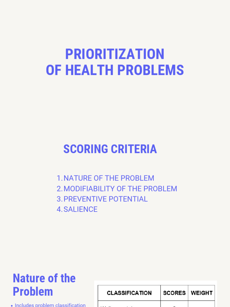 Health Problem Prioritization Guide | PDF | Wellness