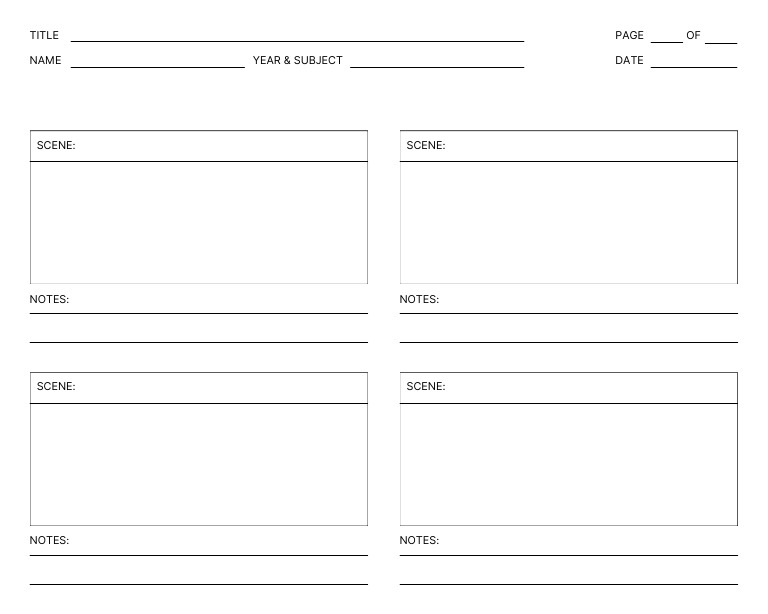 Blank Simple 4 Panel Storyboard | PDF