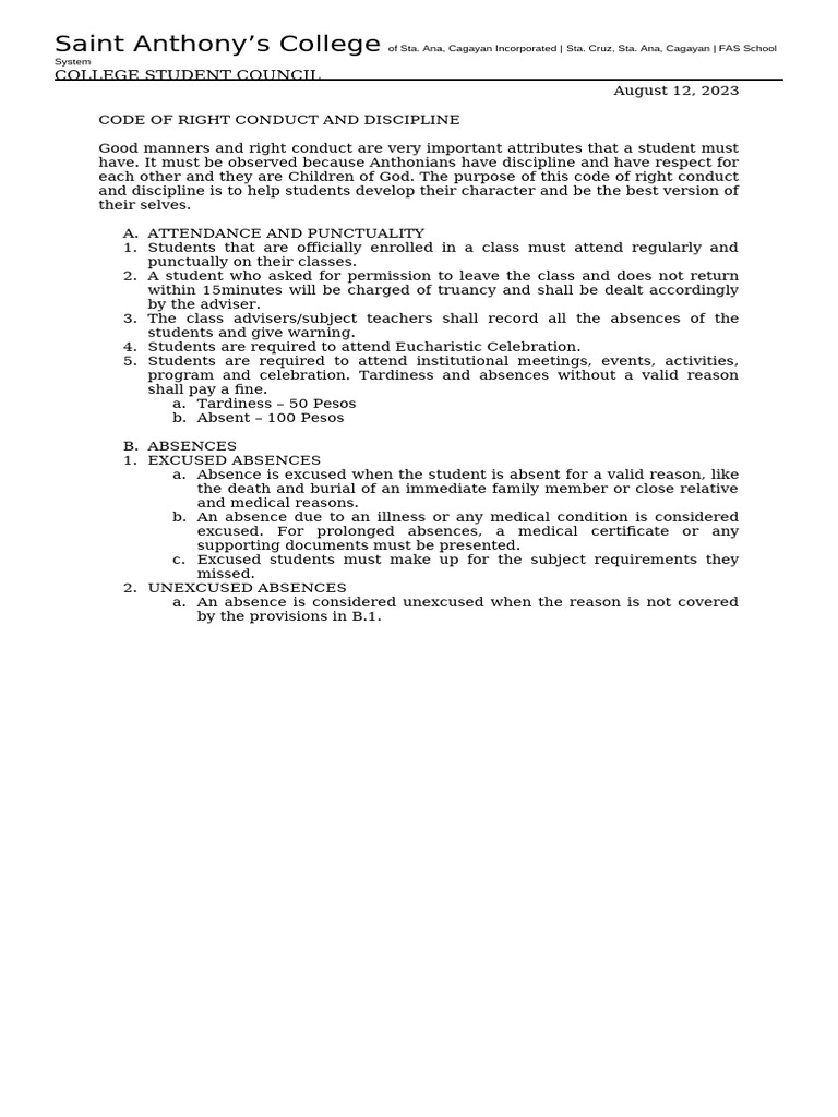 CODE-OF-RIGHT-CONDUCT-AND-DISCIPLINE-IN-THE-NEW-NORMAL | PDF