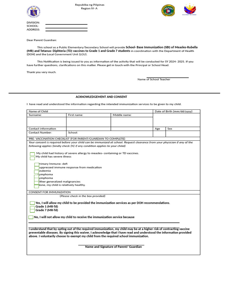 Consent-Form-for-SBI | PDF | Vaccines | Vaccination
