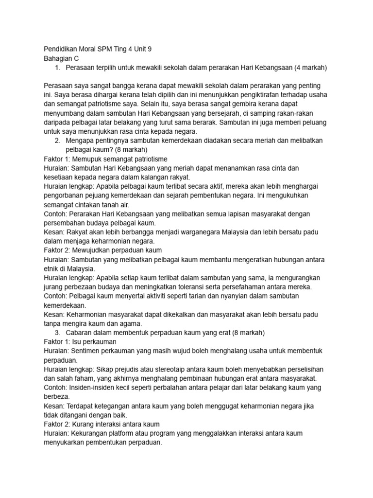 Pendidikan Moral SPM Ting 4 Unit 9 | PDF