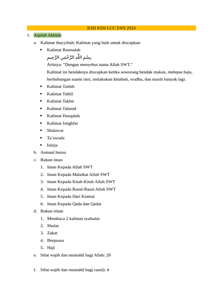 Kisi Kisi LCC Fan 2024 | PDF
